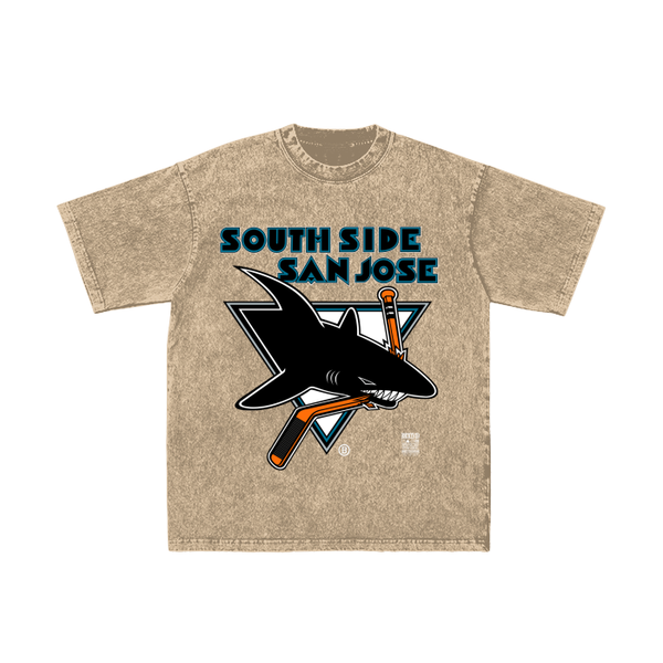 Breezy Excursion | SSSJ Sharks Oversized Snow Wash TAN T-Shirt